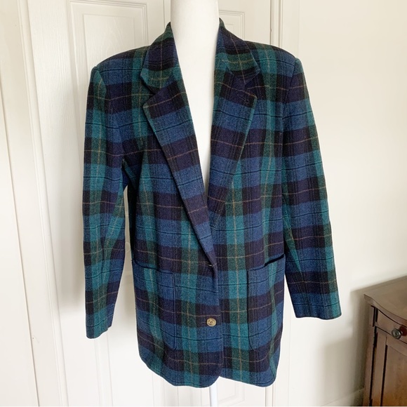 Talbots | Jackets & Coats | Vintage Talbots Wool Plaid Blazer Jacket ...